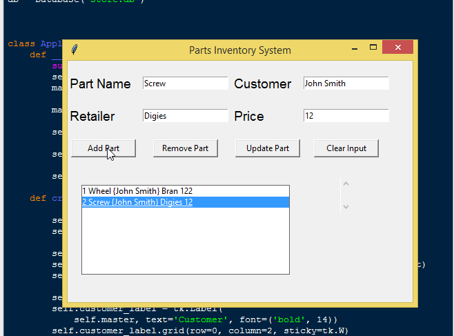 Parts Inventory System in Python Free Source Code | SourceCodester
